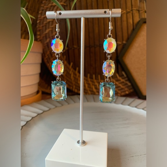 JIBARA STUDIO | Jewelry | Sparkler Diamond Rhinestone Blueish Earrings ...